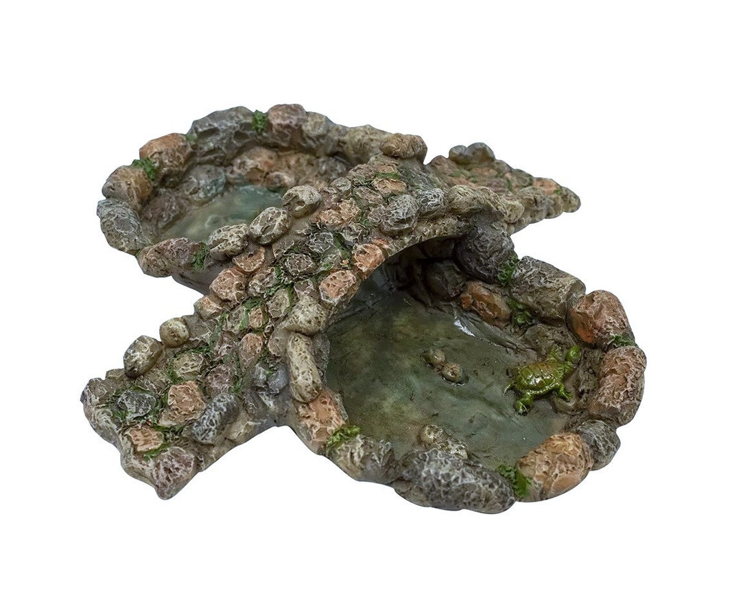 Miniature Fairy Garden Cobblestone Pond W/ Bridge & Turtle - Etsy