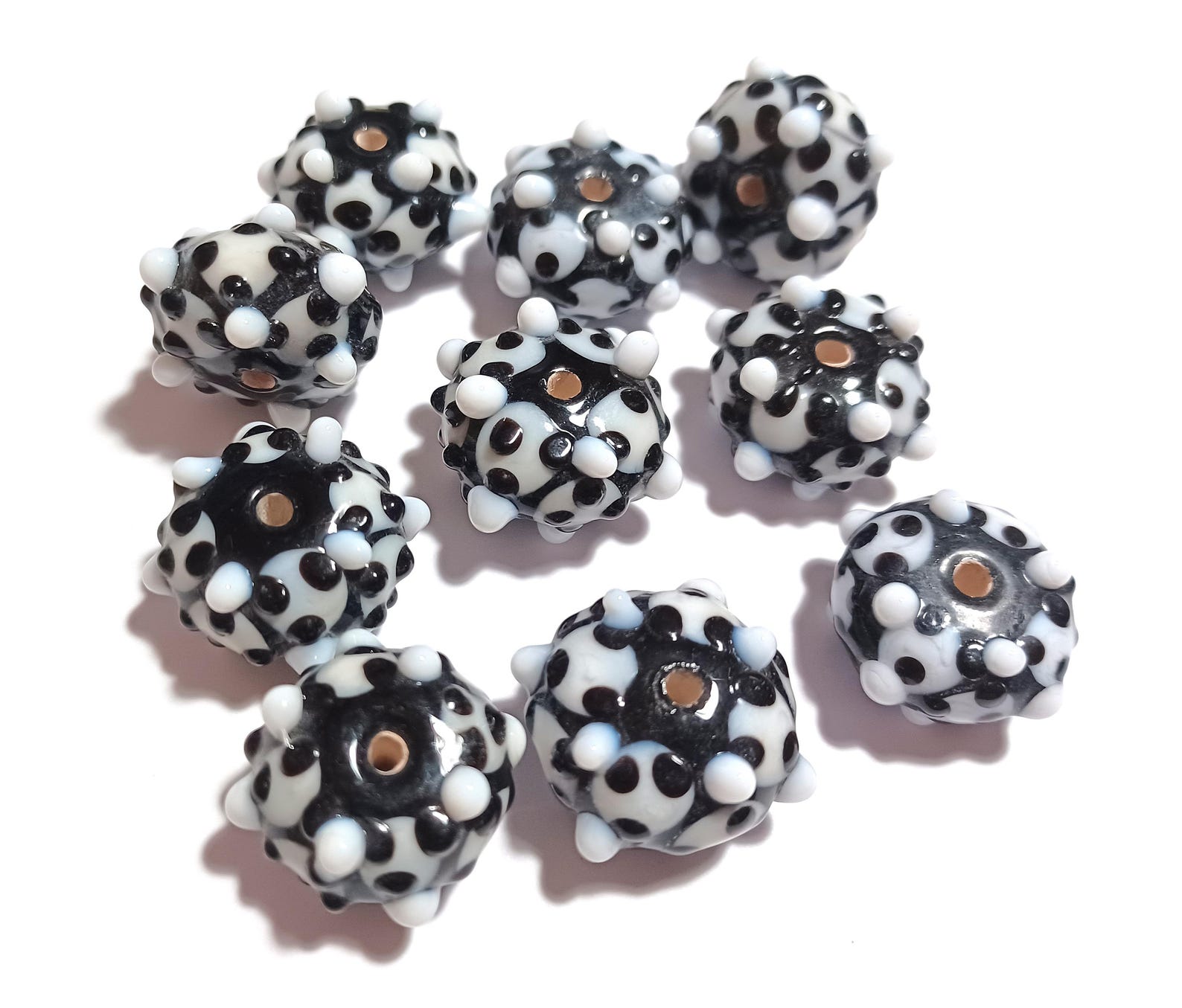 Qty. 10 - 20mm Flat Round Bumpy Black & White Lampwork Glass Beads - Etsy