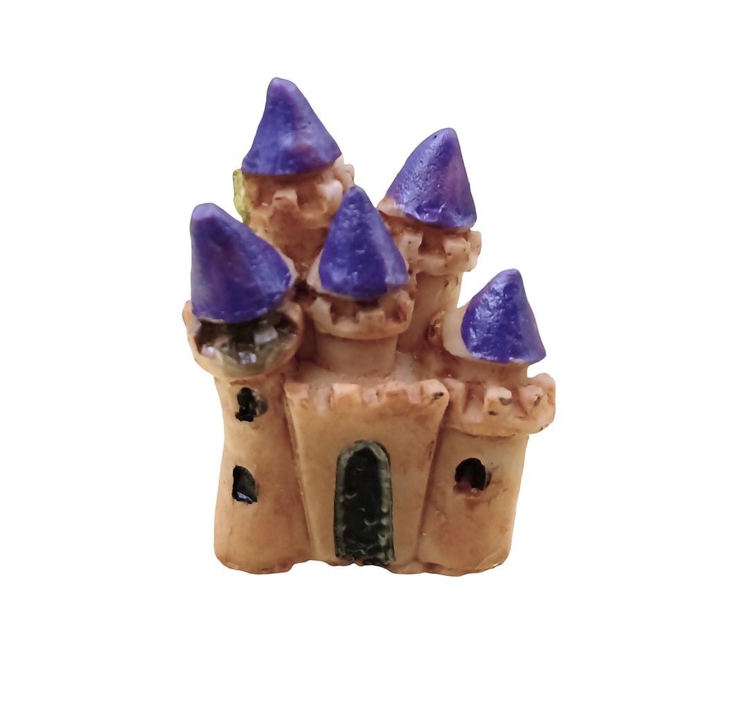 Miniature Fairy Garden Tiny Sandcastle W/ Purple Turrets - Etsy
