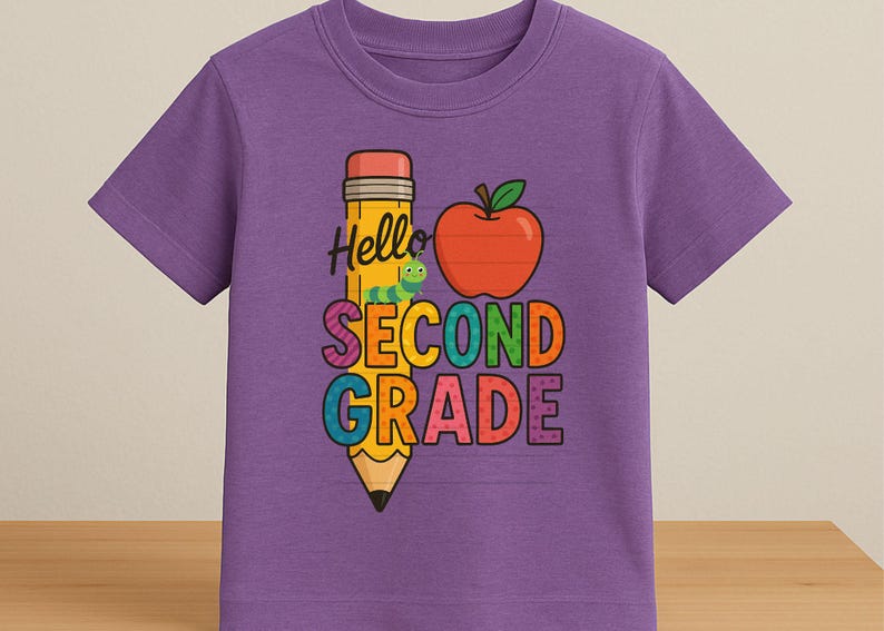 Hello Second Grade PNG – Cute Back to School Clipart With Pencil, Apple ...