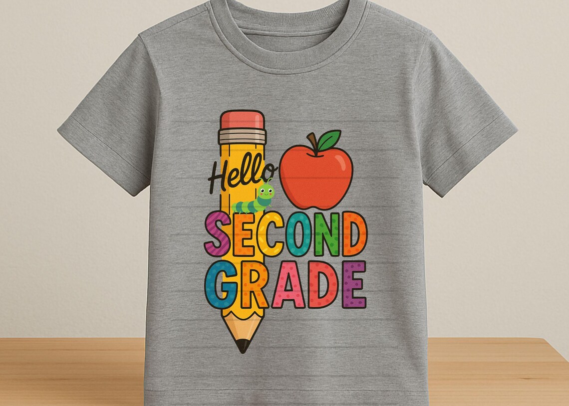 Hello Second Grade PNG – Cute Back to School Clipart With Pencil, Apple ...