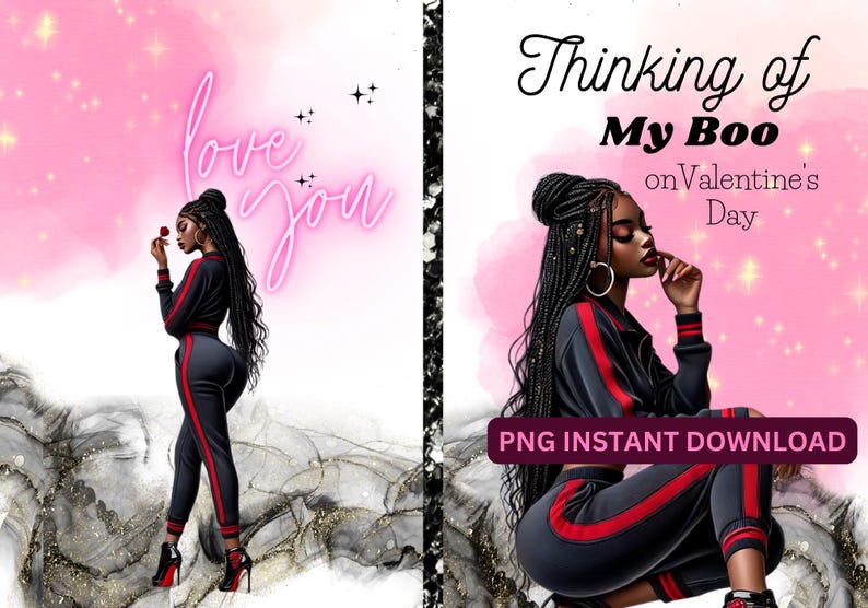 10 African American Valentine Day Foldable Portrait Digital Printable ...