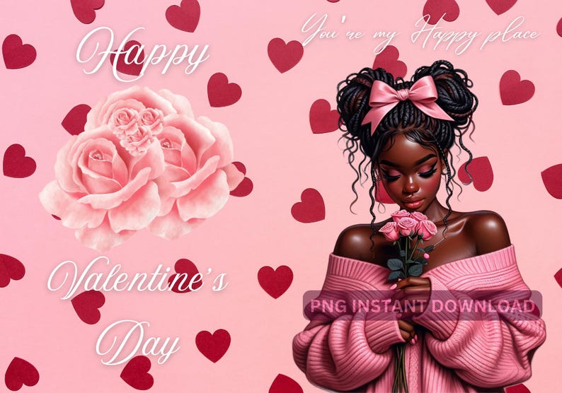 10 African American Valentine Day Foldable Portrait Digital Printable ...