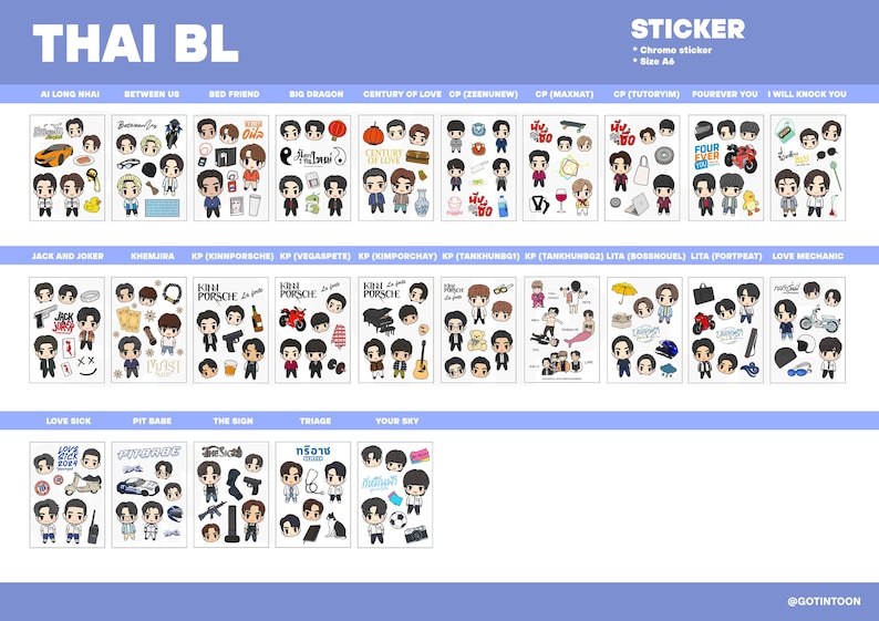 BL Series / Drama Sticker GMM , Khemjira, Kinn Porsche , Your Sky ...