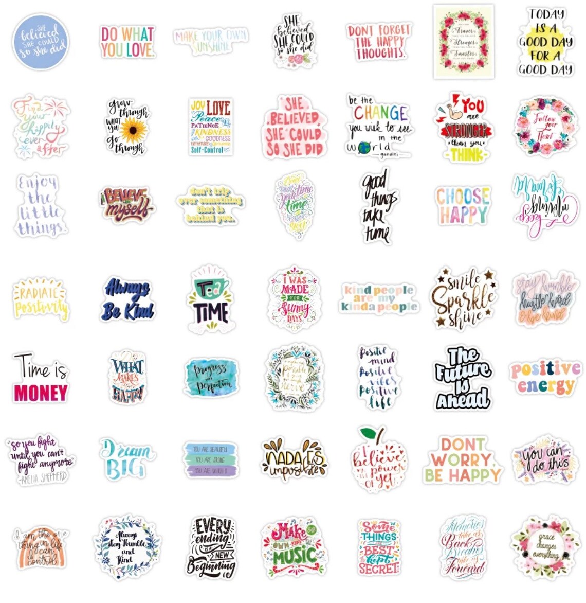 50 Pack - Quotes - Vinyl Waterproof Stickers - Set Of 50 Stickers