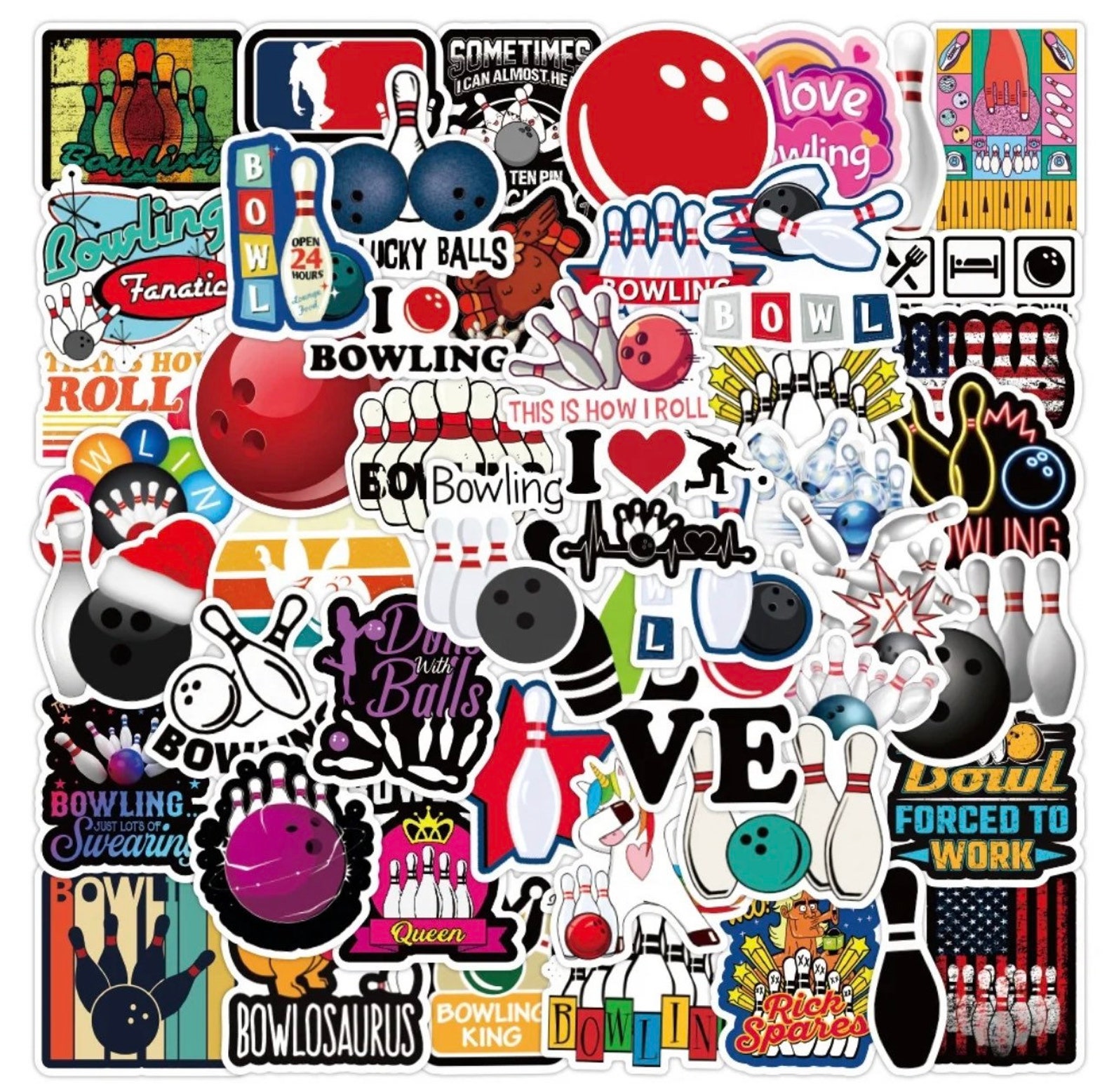 50 PK Bowling Stickers - Ready to Ship - Bowling - Etsy