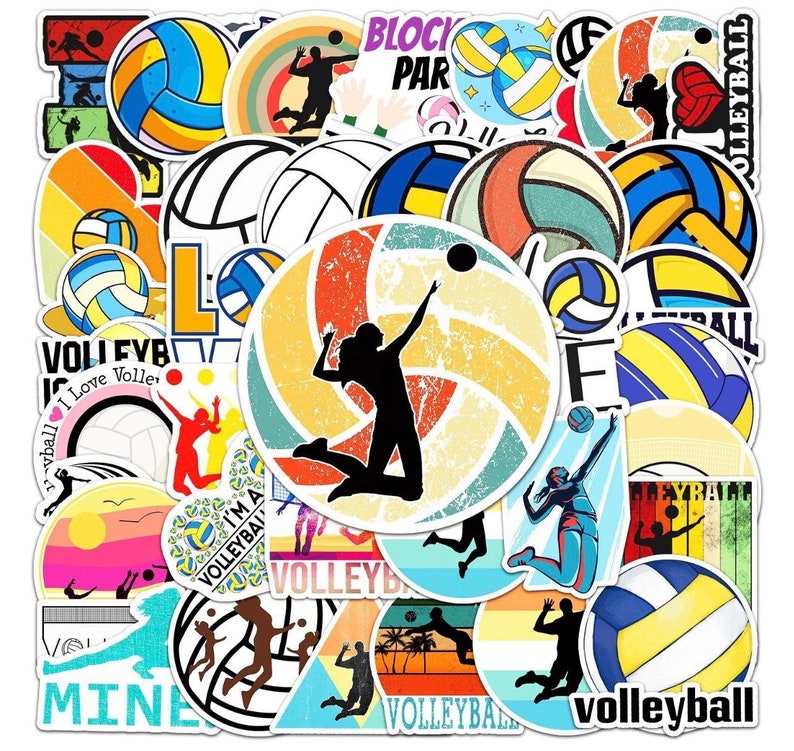 50 PK Volleyball Stickers - Ready to Ship - Volleyball - Etsy