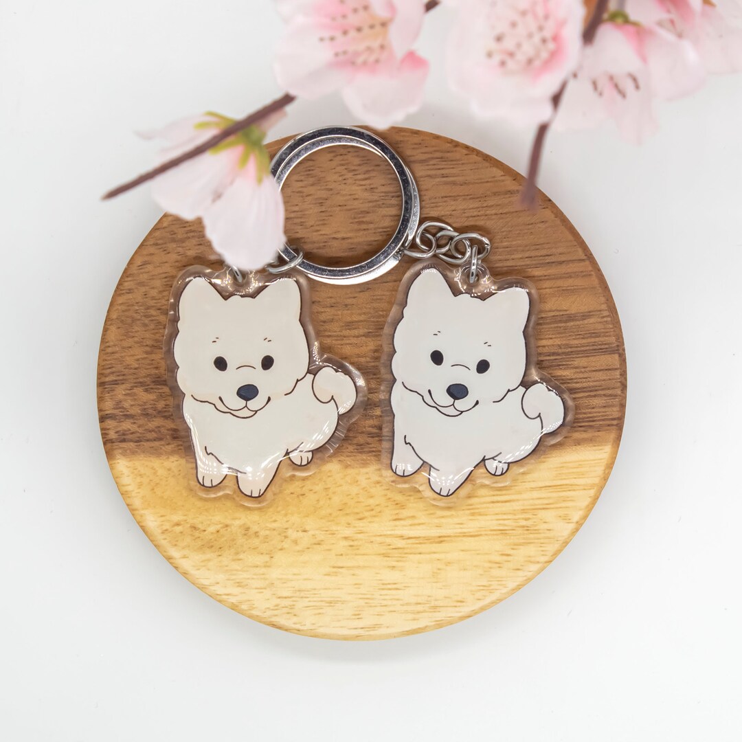 Samoyed Pet Dog Acrylic Keychain - Etsy