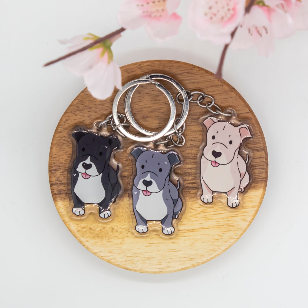Pitbull Pet Dog Acrylic Keychain - Etsy