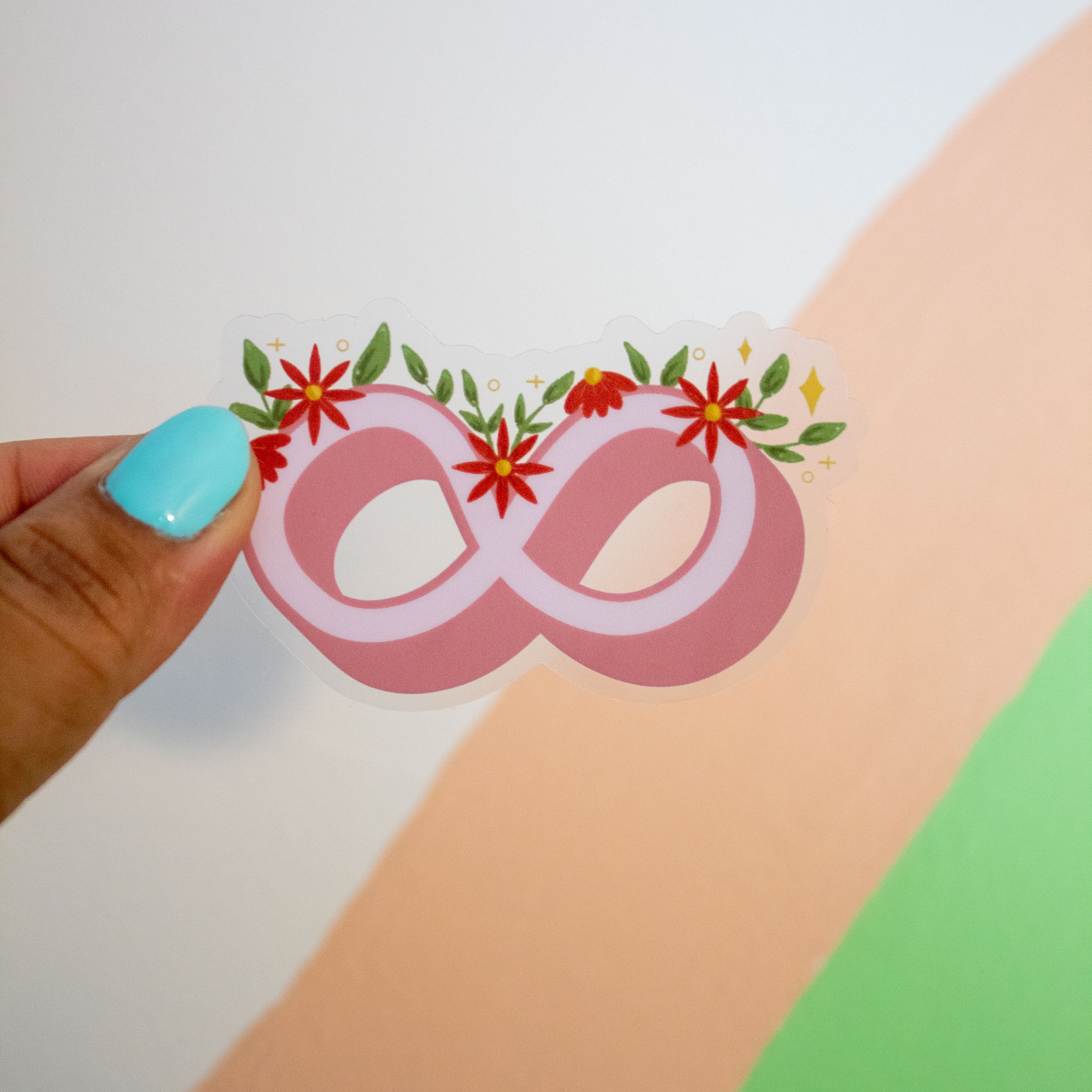 CLEAR Pink Infinity Symbol With Flowers Sticker Floral - Etsy