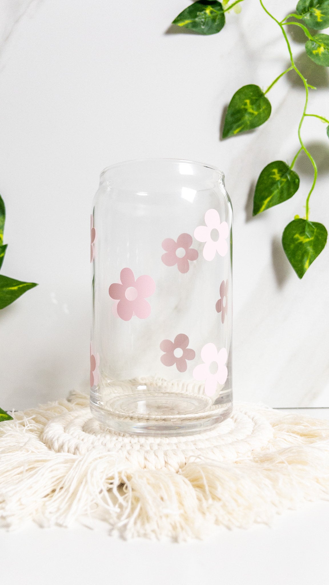 Pastel Color Flower Glass, Beer Glass Can, Glass Coffee Cup, Soda Glass ...