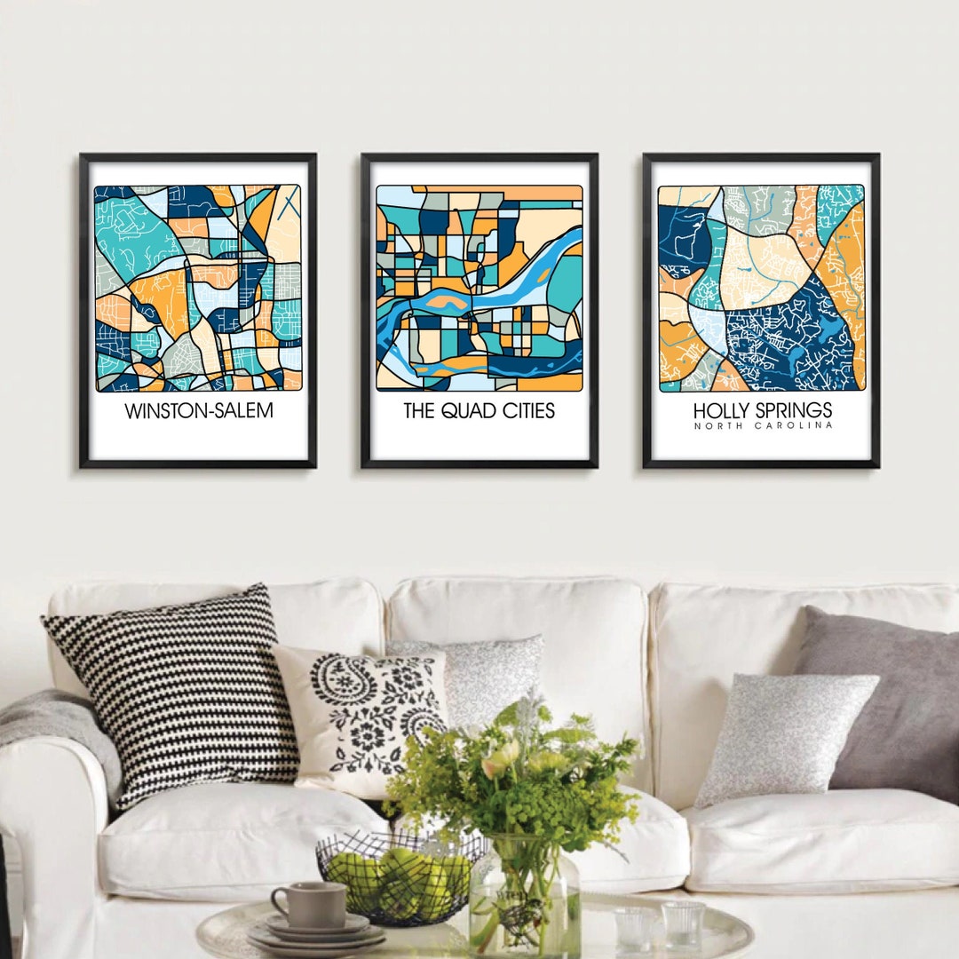 Customized Colorful Map - DIGITAL DOWNLOAD - Choose City, Size ...