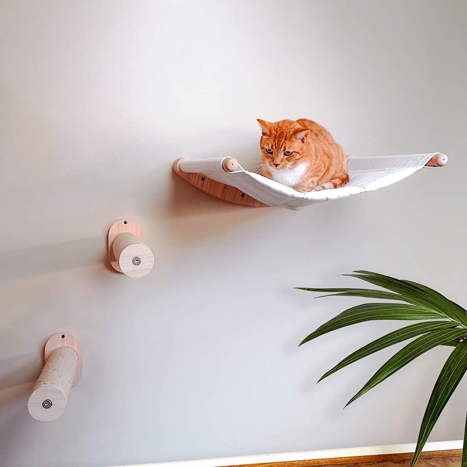 Combo Wall Mounted Cat Hammock With Two Steps Modern Beds Etsy