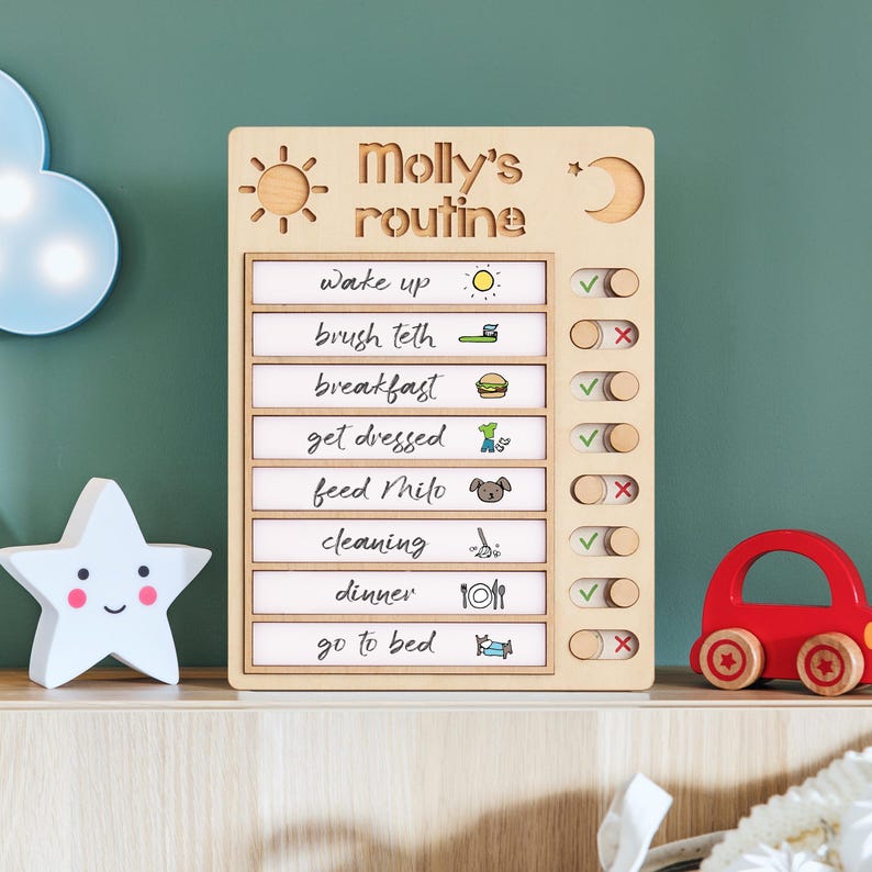 Personalized Kids Daily Routine Chart, Daily Responsibility Board for ...