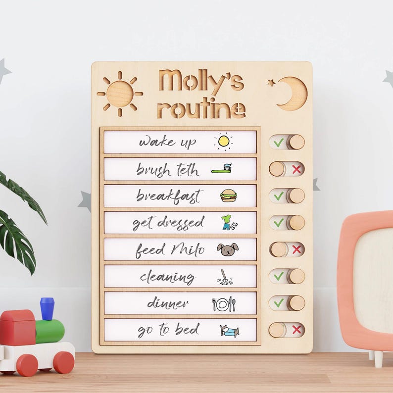 Personalized Kids Daily Routine Chart, Daily Responsibility Board for ...