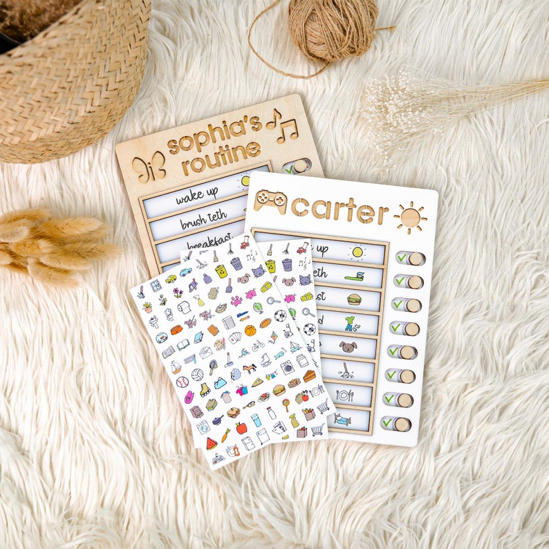 Personalized Kids Daily Routine Chart, Daily Responsibility Board for ...