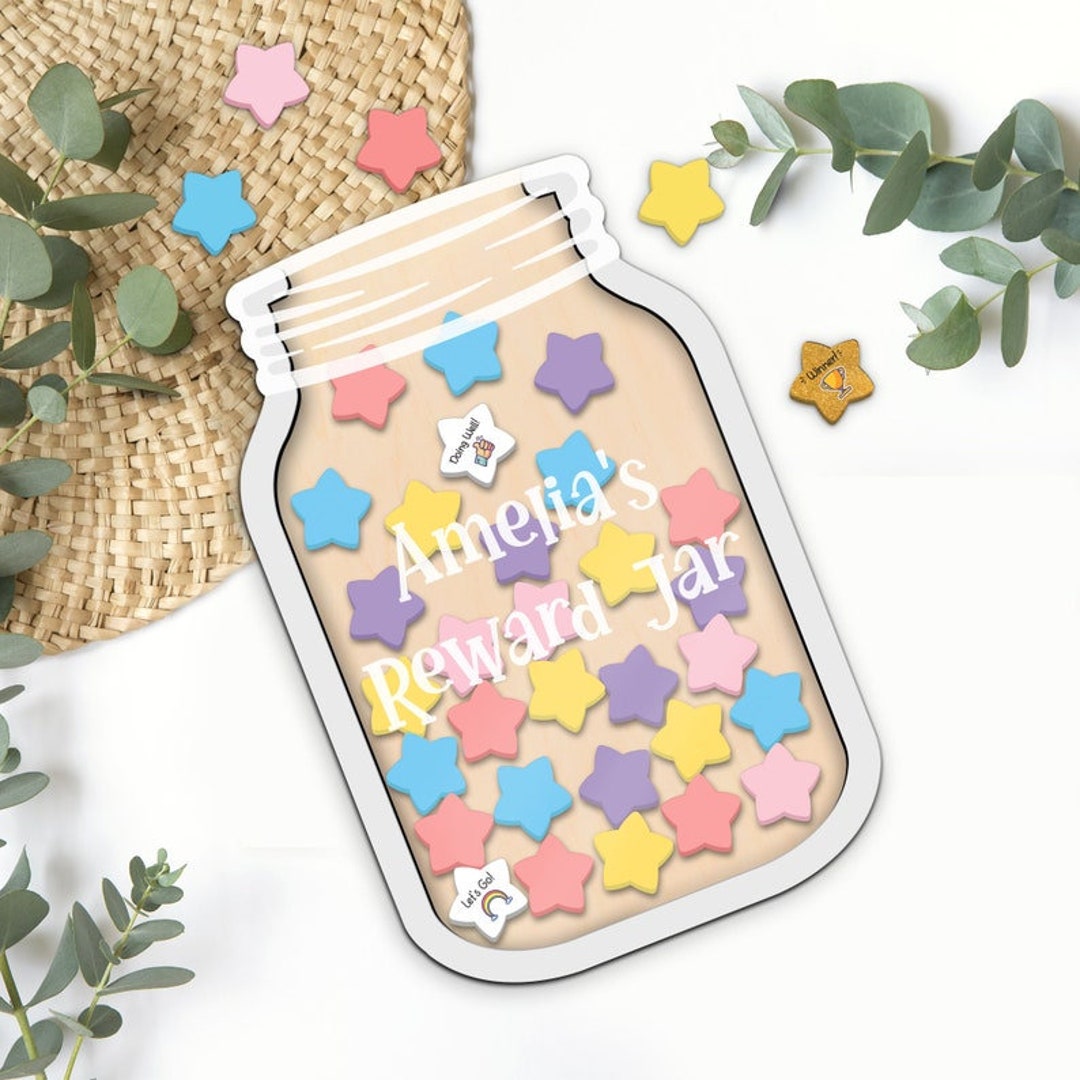 Custom Reward Jar With Motivation Tokens, Stars Reward Jar, Positive ...