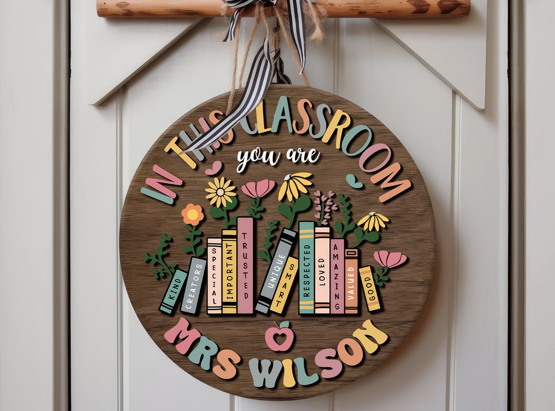 Custom Teacher Door Hanger 3D Laser Cut, Back to School Gift, Teacher ...