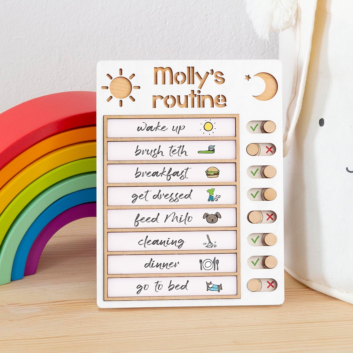 Personalized Kids Daily Routine Chart, Daily Responsibility Board for ...