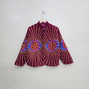 Eye Motif Embroidered Maroon Velvet Jacket - Etsy
