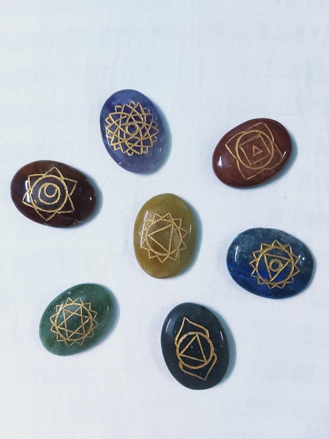 Chakra Stones-reiki Healing Crystal With Engraved Chakra - Etsy