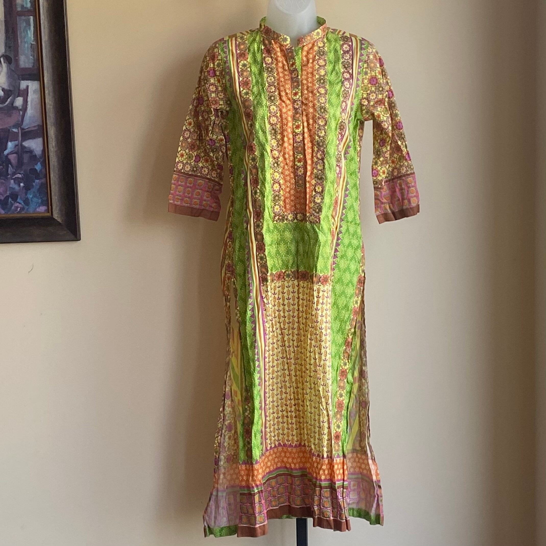 Vintage 90s Does 60s Thredz Kurta Tunic Dress Top Funky Boho Retro ...