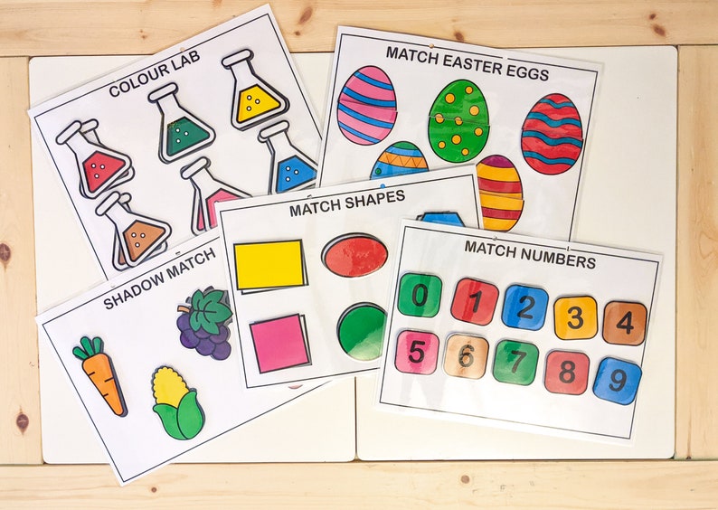 Toddler First Busy Book Printable, Number Match, Shadow Match, Colour ...