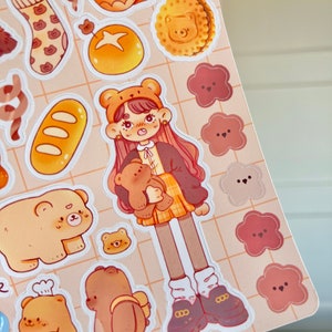 Cozy Bear Stickers Sheet, Journaling Stickers, Penpal Stickers, Cozy ...