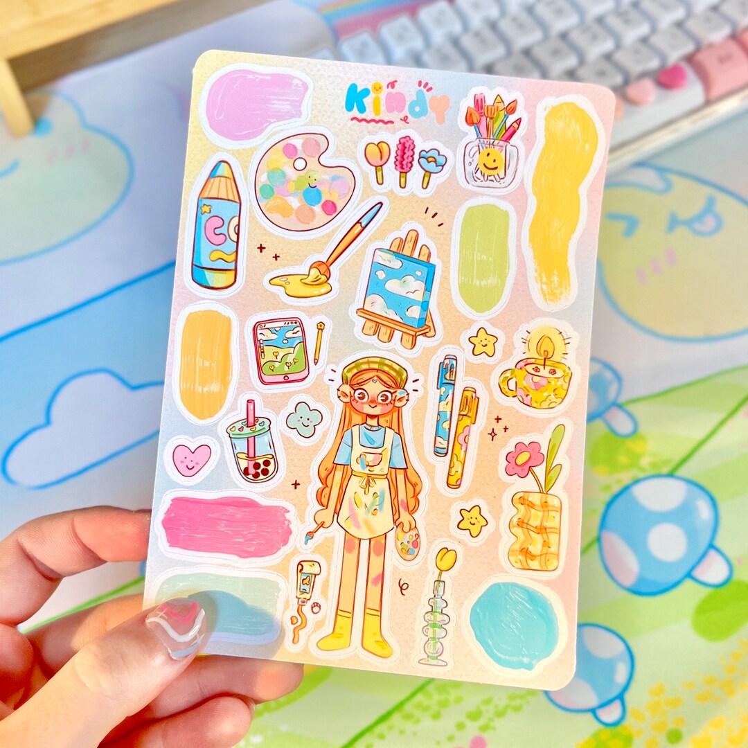 Artist Day Stickers Sheet, Journaling Stickers, Penpal Stickers, Duck ...