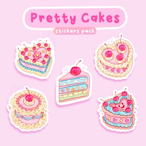 Pretty Cakes 5 Stickers Pack, Journaling Stickers, Penpal Stickers ...
