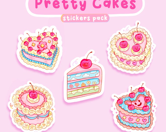 Pretty Cakes 5 Stickers Pack, Journaling Stickers, Penpal Stickers ...