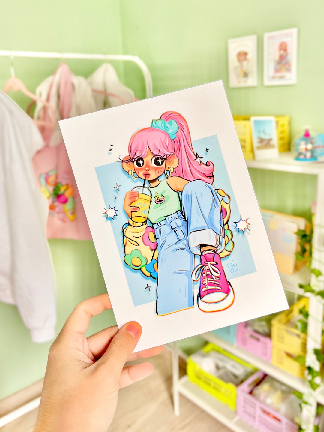 Just Chillin’ - A5 Print - Art Print - Cute Print - Cute Decor - Cute ...