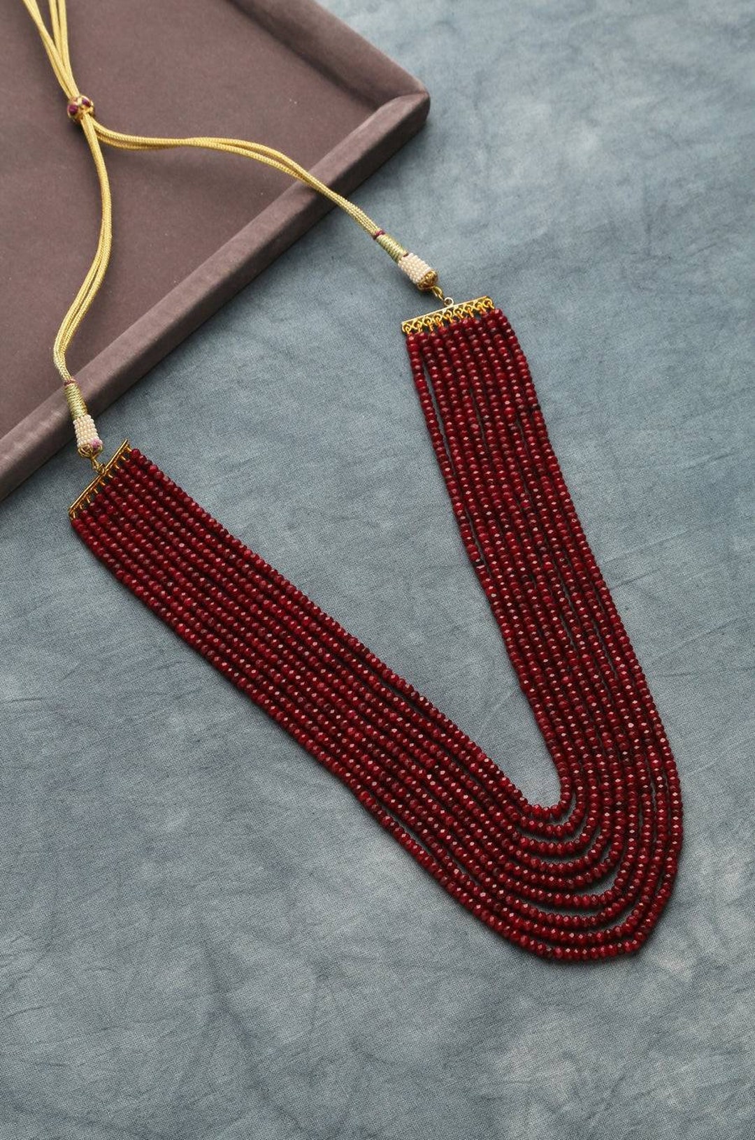 Maroon Onex Necklace, 9 Layer for Girls & Women Maroon Mala Fashion ...