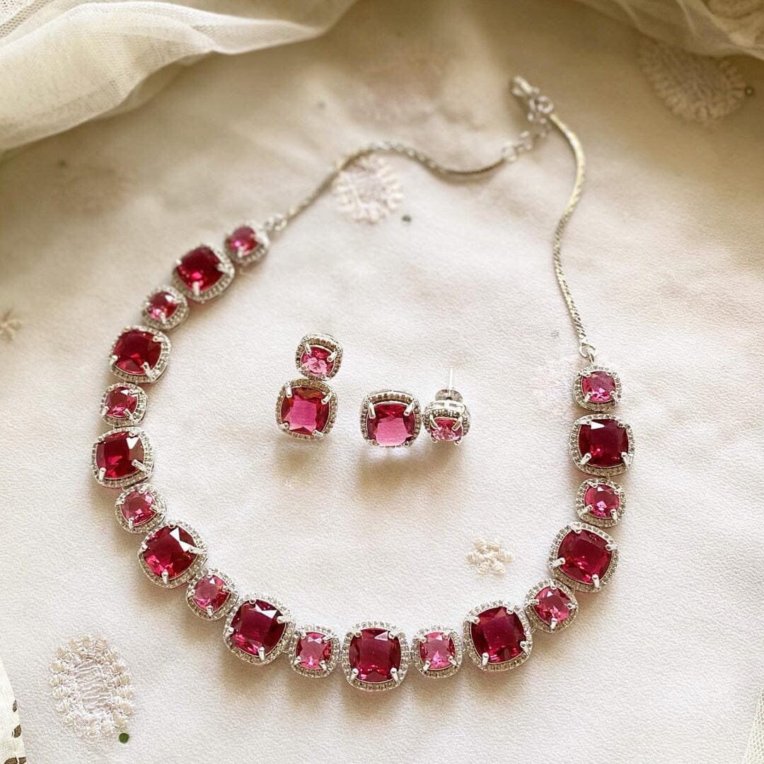 Ruby CZ Diamond Necklace Indian Jewelry Indian Choker CZ Choker Crystal ...