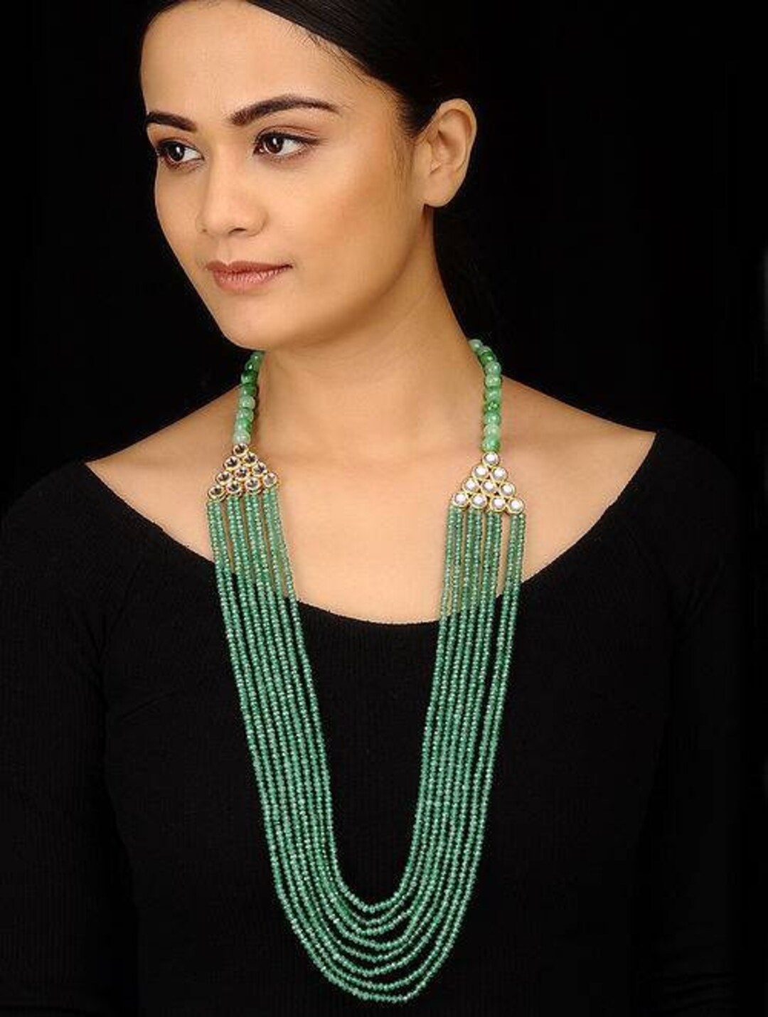 Green Onex Necklace, 8 Layer for Girls & Women Green Mala Fashion ...