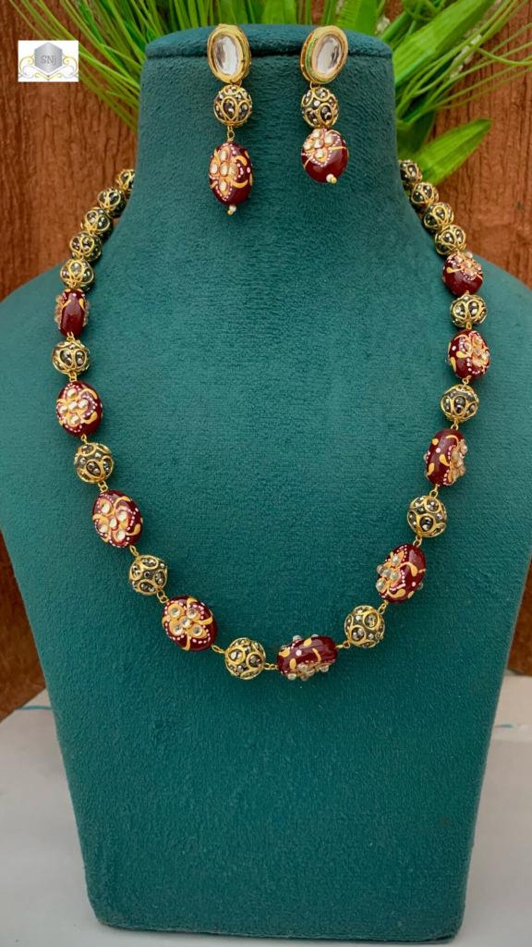 Multi Beaded Necklace Peral Jewelry Moti Stone Adjustable Neck Piece ...