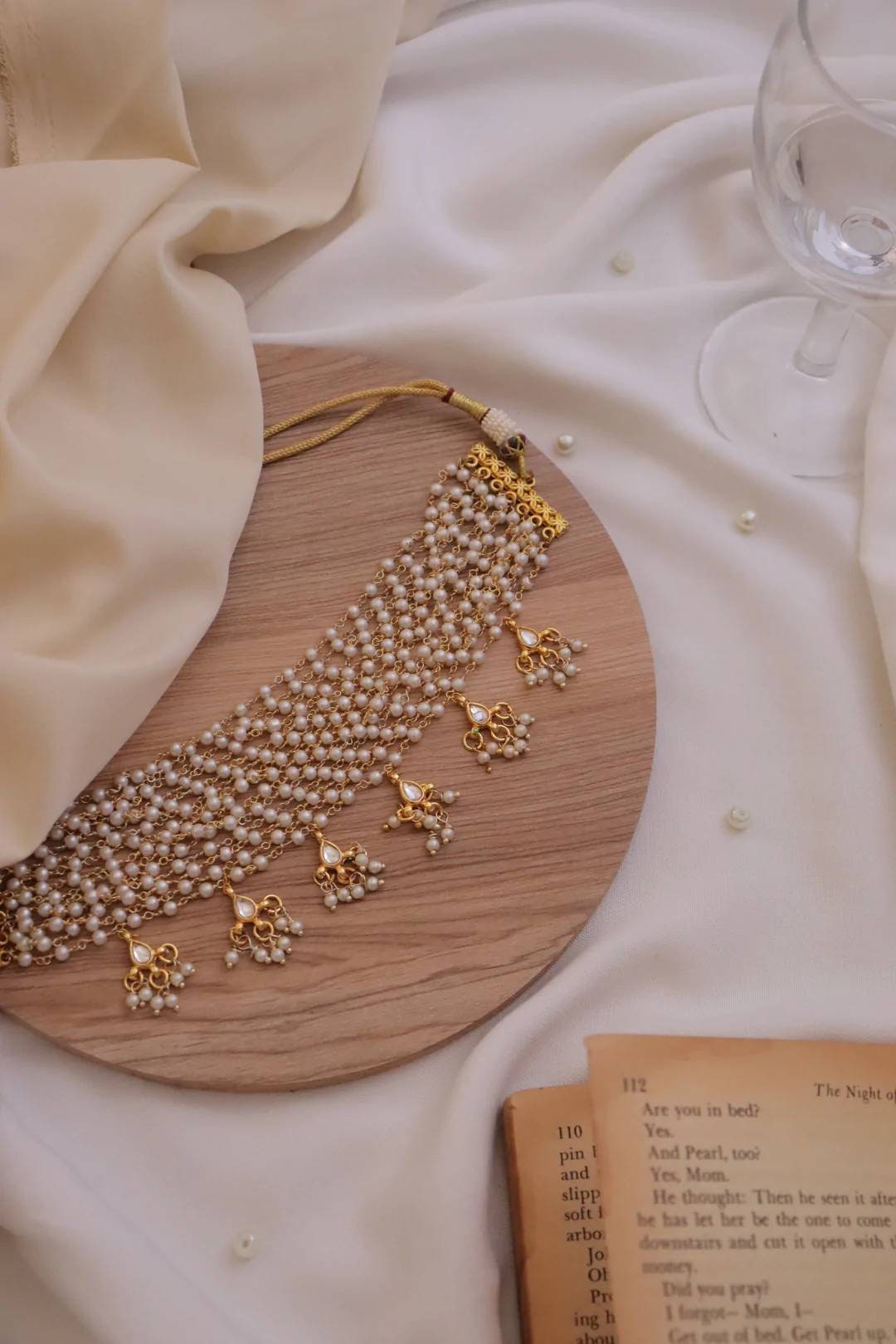 Long Pearl Necklace Set Indian Necklace Gold Necklace Set Statement ...