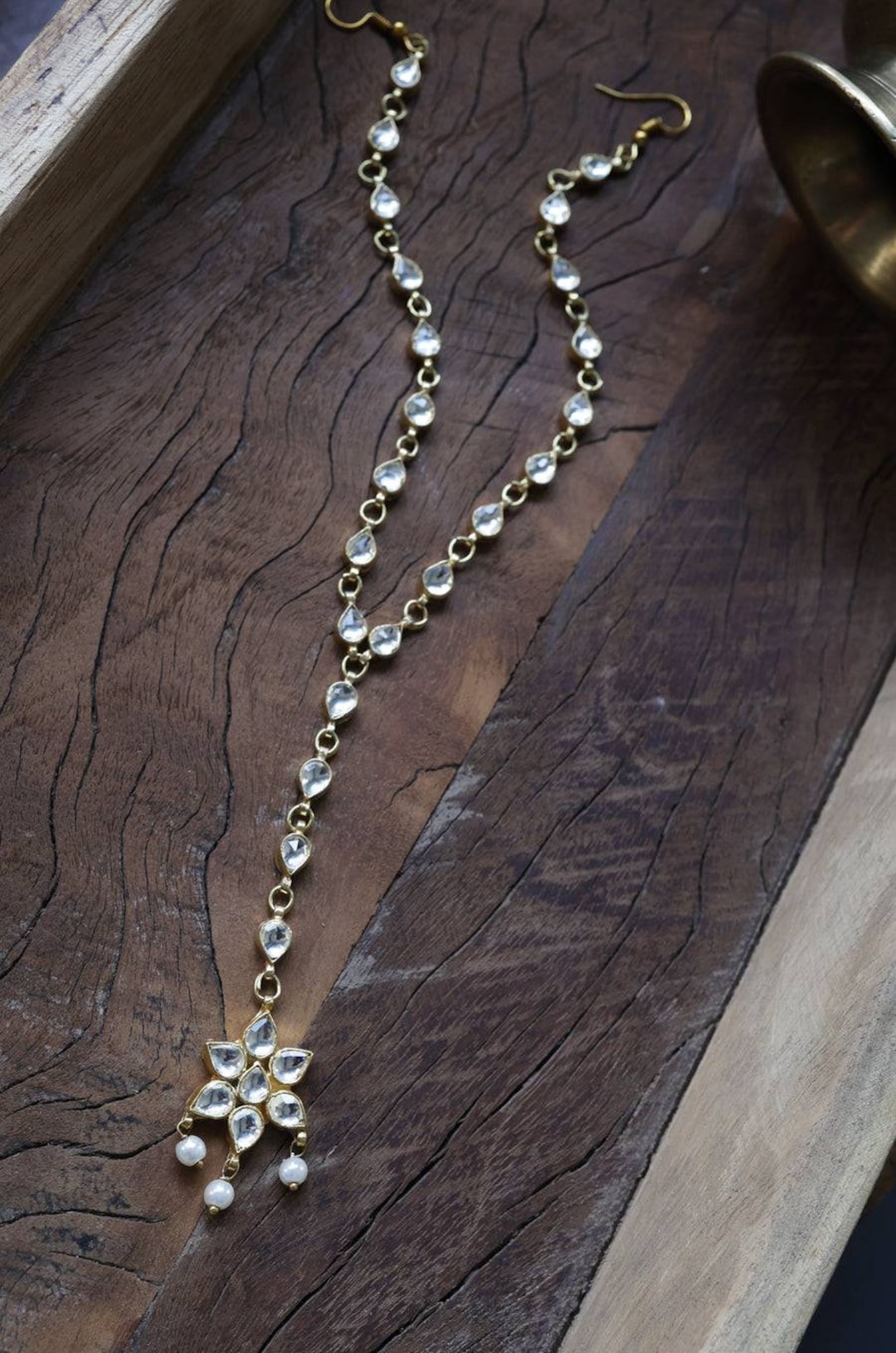 Kundan Head Band/sheesh Phool Tikka/indian Bridal Matha Patti/sheesh ...