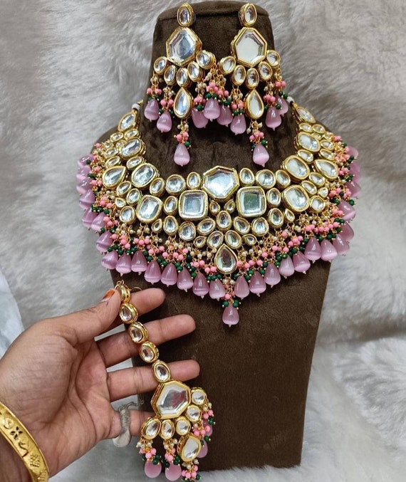 Beautiful Sabyasachi Wedding Choker Necklace Set Meenakari Kundan Necklace Jewelry With Drop Earrings Rajwada Necklace Kundan Meena Etsy
