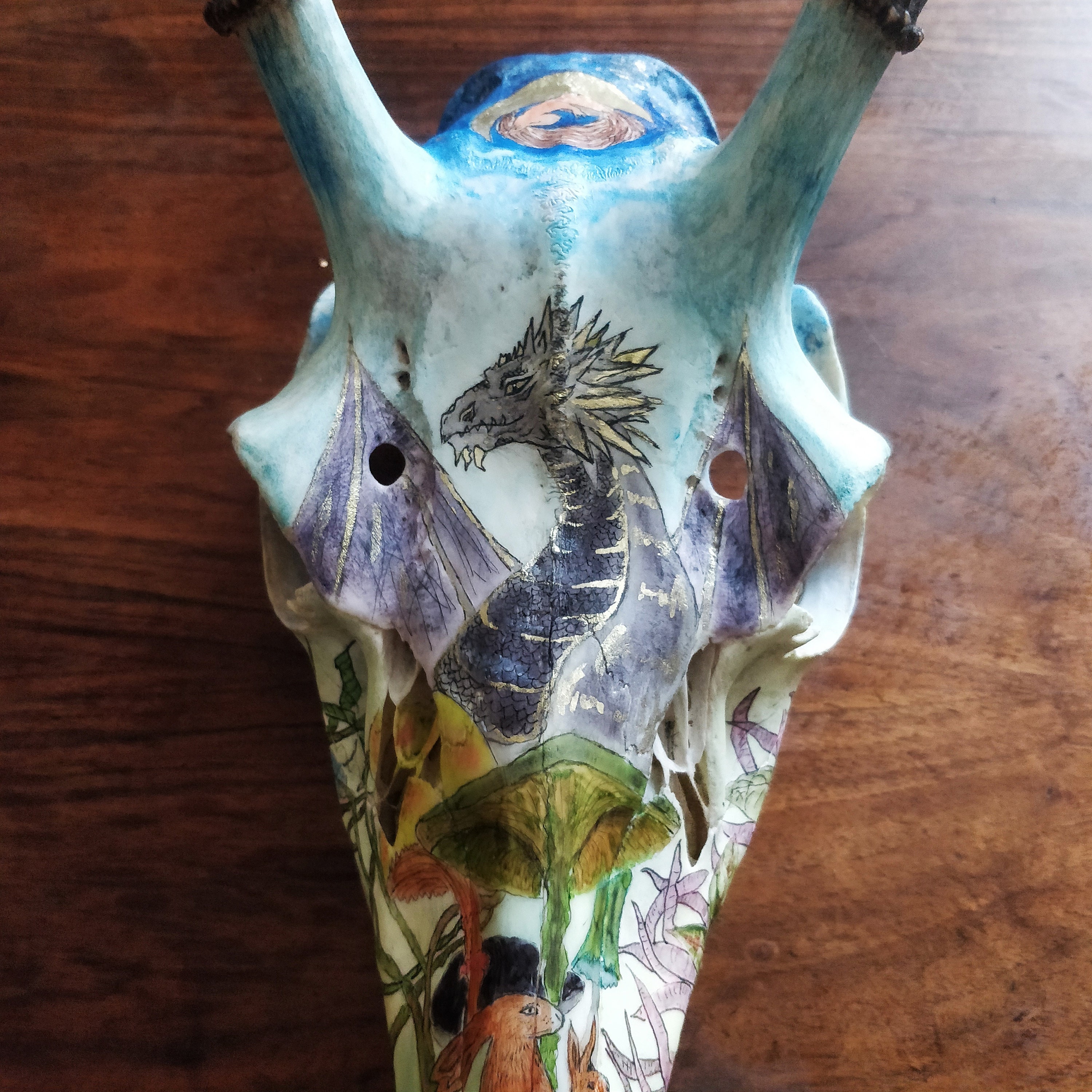 Large Real Fallow Deer Skull With Antlers Hand Painted - Etsy UK