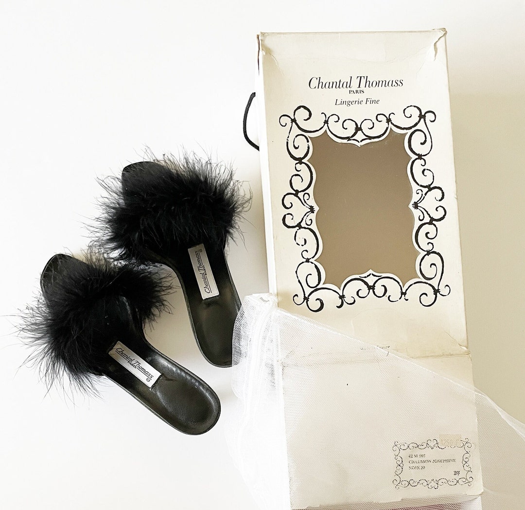 Indoor Mules Chantal Thomass Paris, Vintage 80s Made in France. Black ...