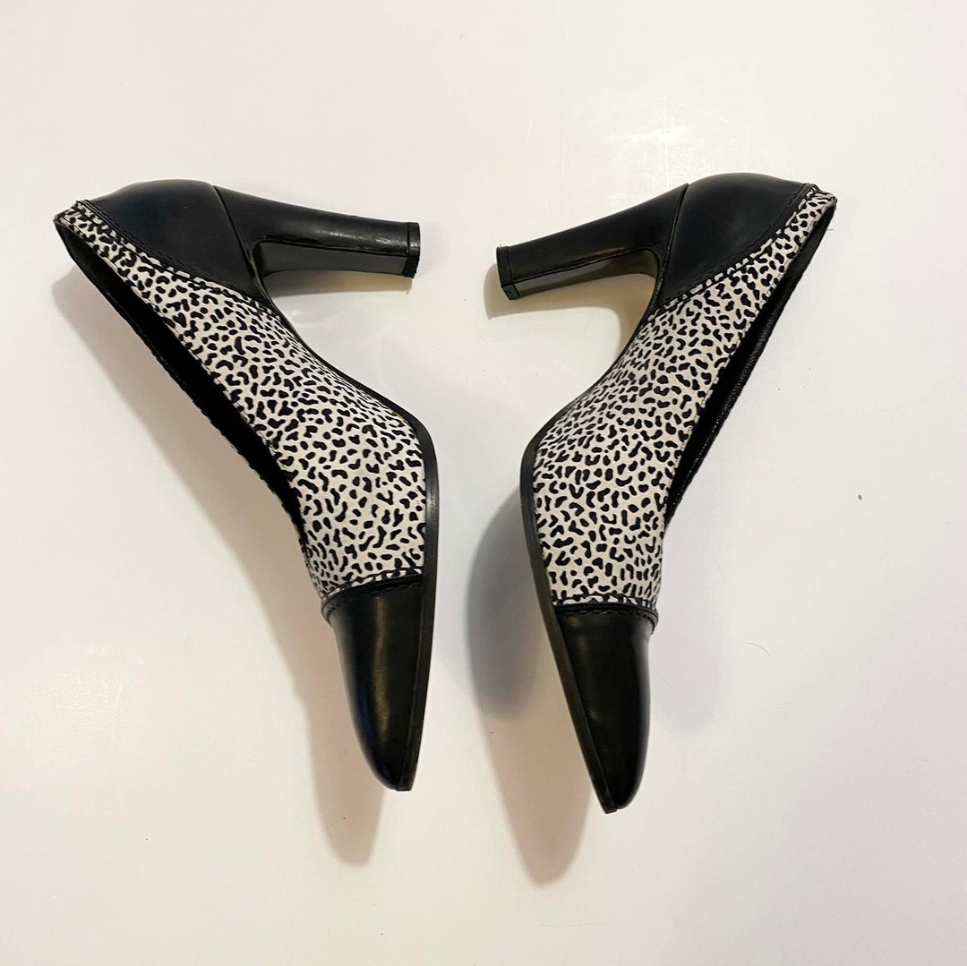 Vintage Ballin 1980 Pumps, Pointed Pumps in Black Leather and Black and ...