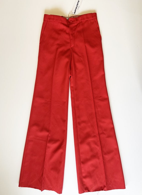 1970 red bell bottom pants, permanent pleats, flared … - Gem