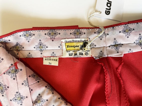 1970 red bell bottom pants, permanent pleats, flared … - Gem