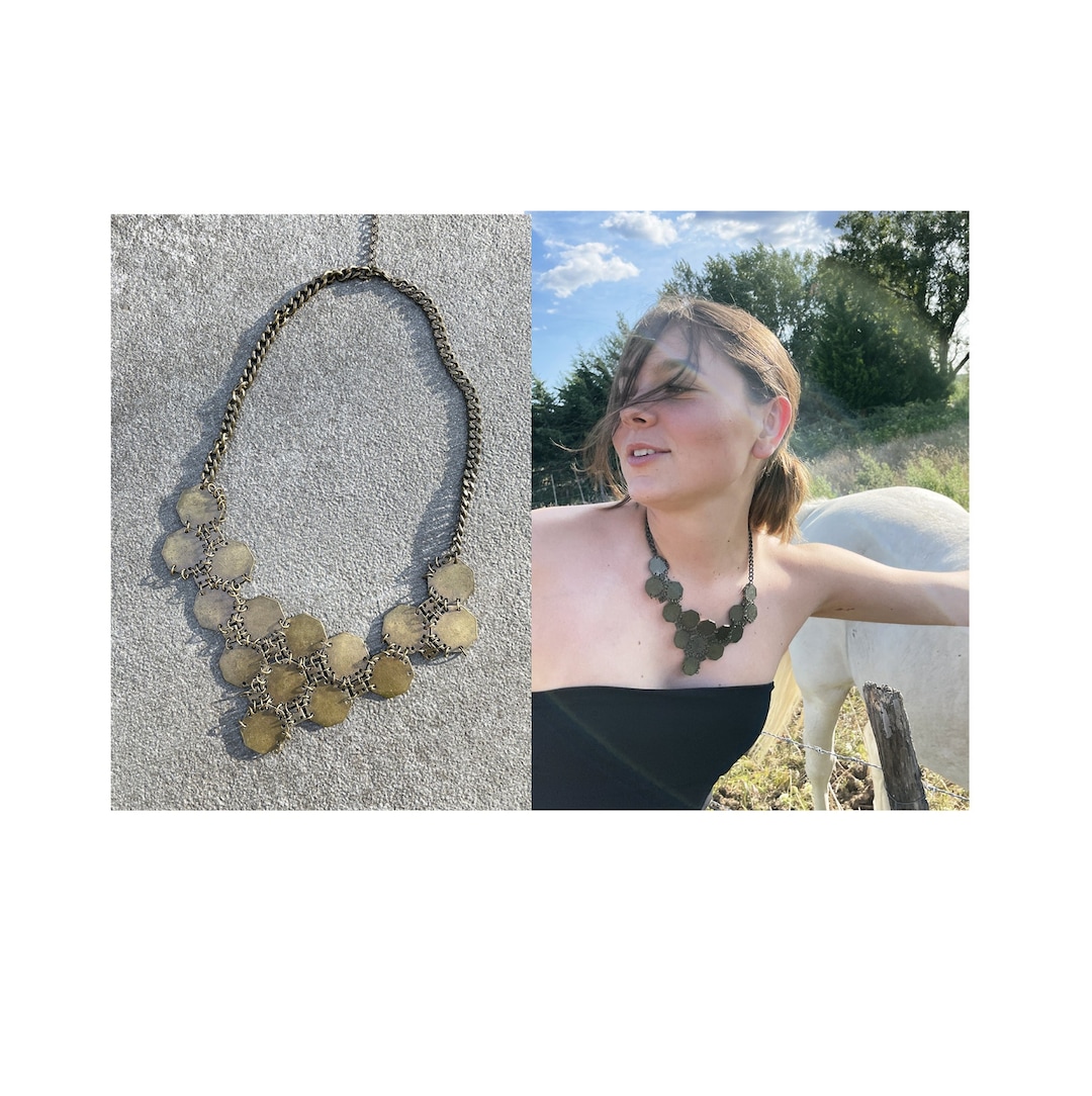 Chain Necklace and Vintage 1970 Pieces in Bronze-colored Metal, Vintage ...