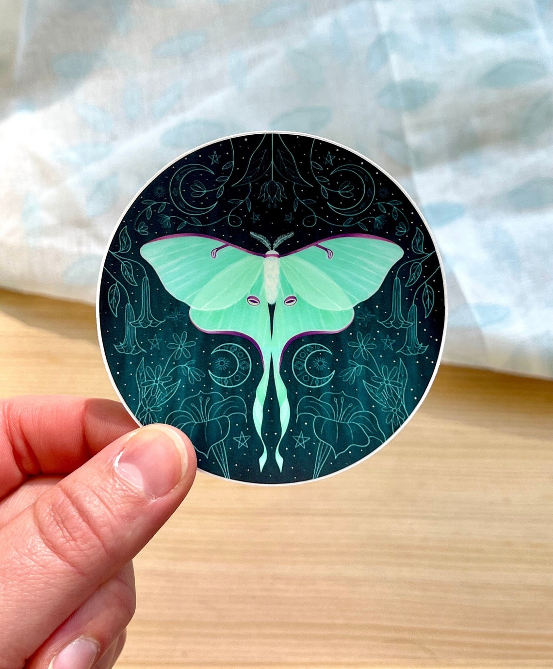 Vinyl Sticker, Luna Moth Sticker, Waterproof and Weather Resistant ...