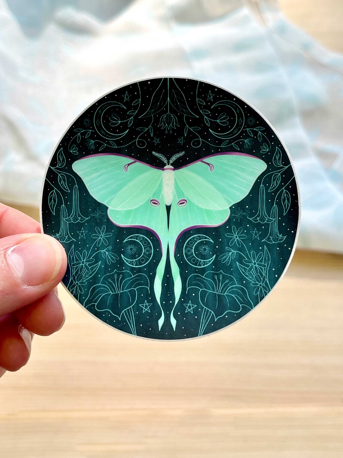 Vinyl Sticker, Luna Moth Sticker, Waterproof and Weather Resistant ...