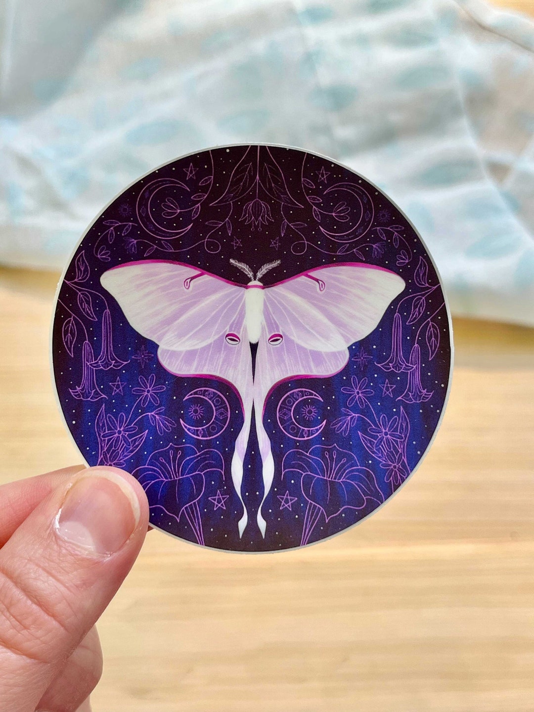Vinyl Sticker, Purple Luna Moth Sticker, Waterproof and Weather ...