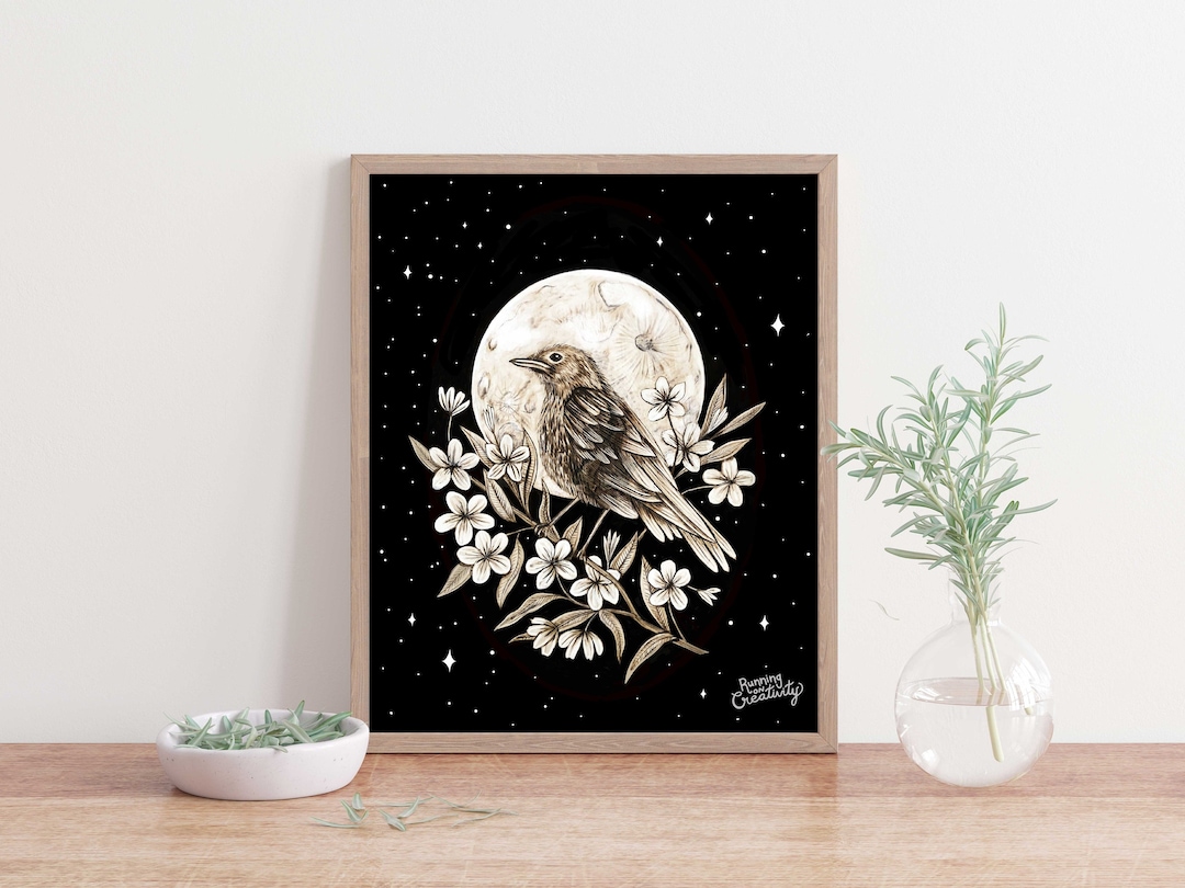 Nightingale Art Print, Nightingale and the Moon, High Quality Print ...