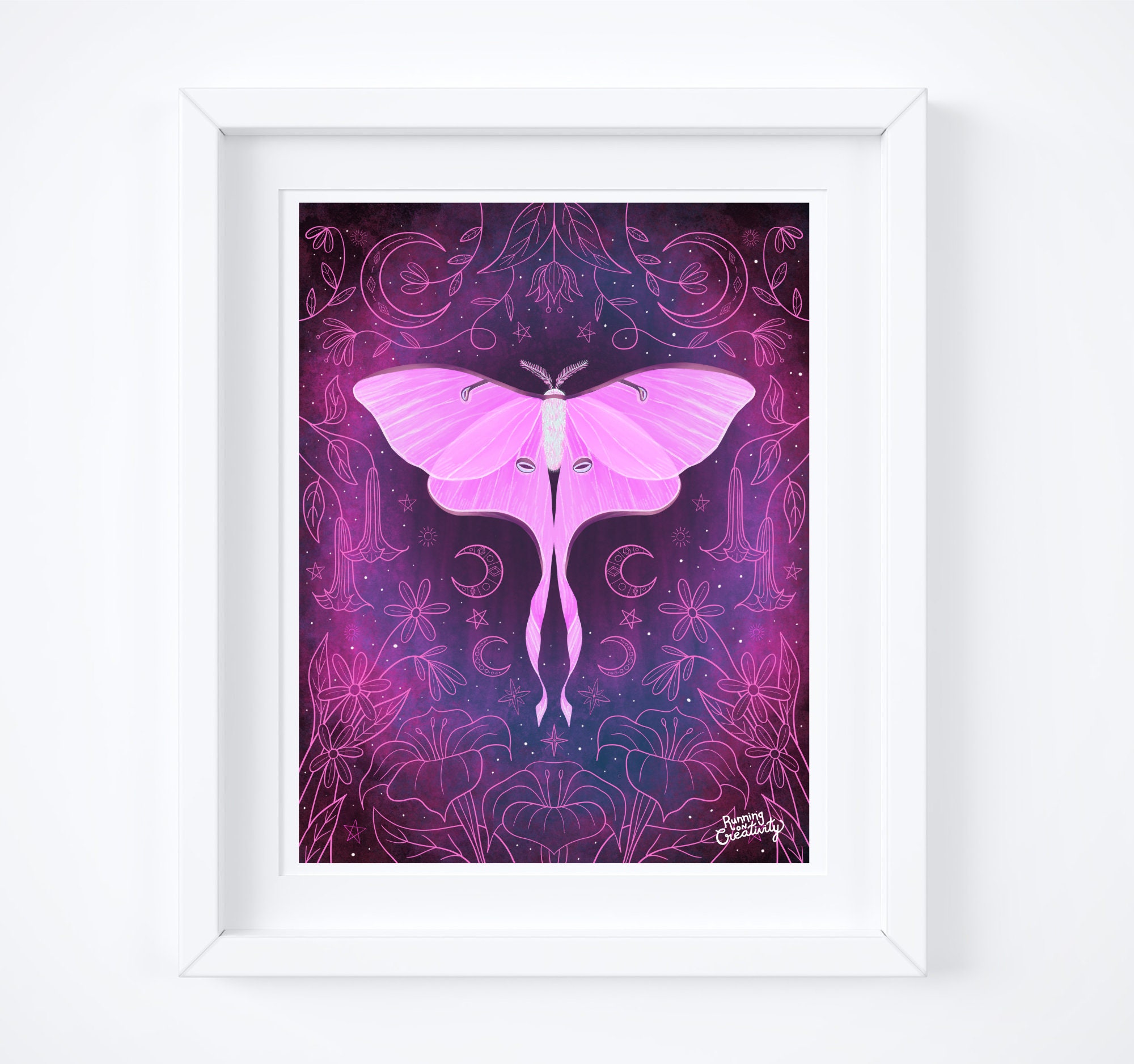 Pink Luna Moth Art Print High quality print wall art | Etsy